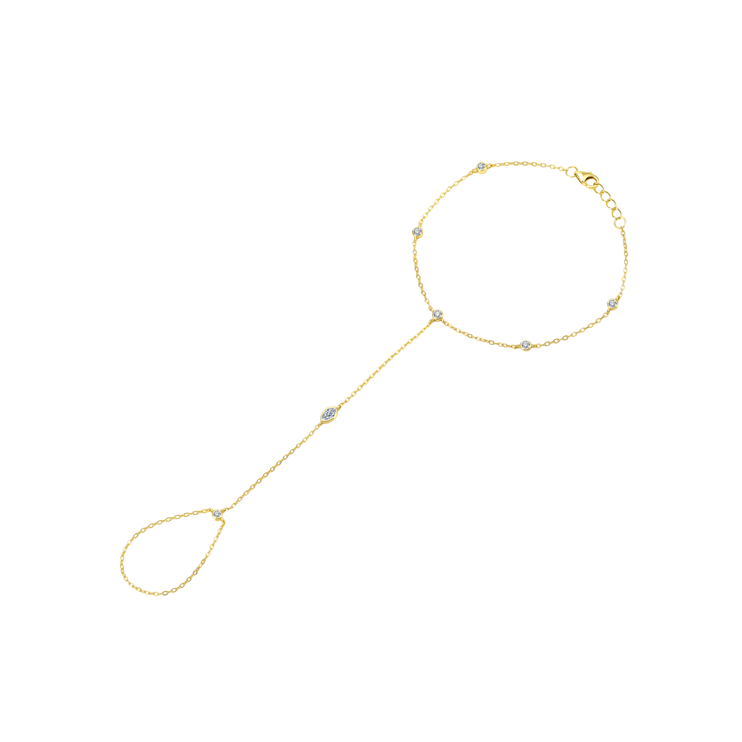 Multi Bezel Hand Chain Bracelet